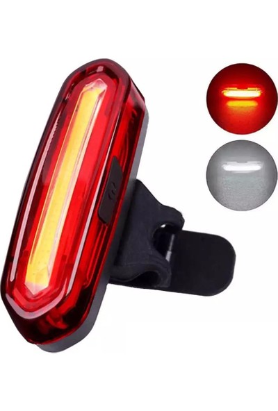 Robesbon Kırmızı-Beyaz Çakarlı, USB Şarjlı Bisiklet Stop Lambası Robesbon Kırmızı-Beyaz Çakarlı, USB Şarjlı Bisiklet Stop Lambası