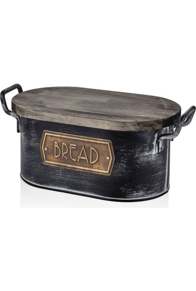 The Mia Galvaniz Ekmeklik Ekmek Saklama Kabı Dark Stone