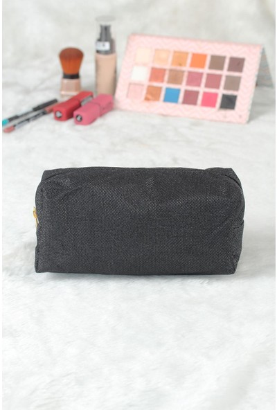 Kırmızı Papyon Siyah Tasarım Simli Makyaj Çantası