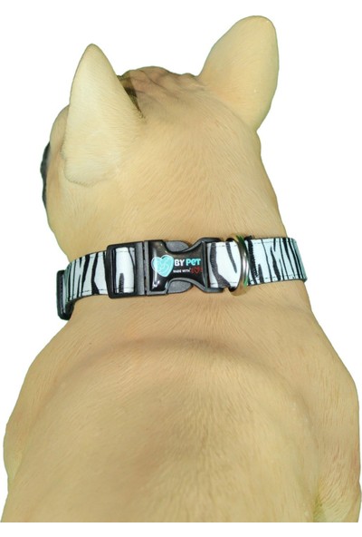 BYPET Neopren Kaplamalı Ayarlanabilir Köpek Boyun Tasması Siyah-Beyaz