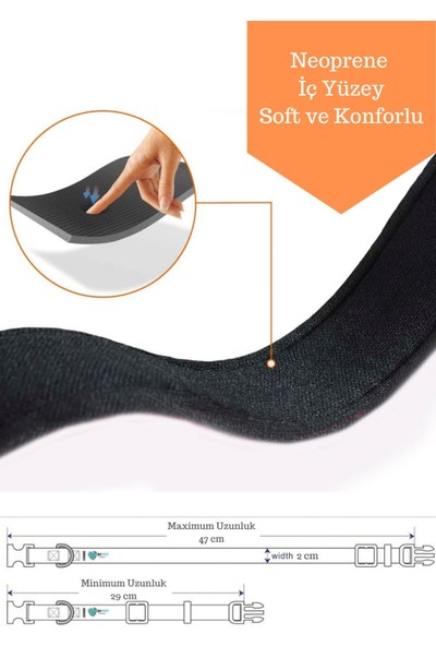 BYPET Neopren Kaplamalı Ayarlanabilir Köpek Boyun Tasması Mavi-Patili