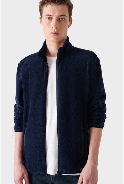 AVVA Erkek Lacivert Fermuarlı Dik Yaka Hırka Düz Polar A12Y1069 AVVA Erkek Lacivert Fermuarlı Dik Yaka Hırka Düz Polar A12Y1069