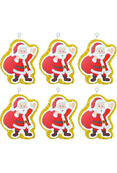 Partijet Yılbaşı Simli Noel Baba Strafor Süs Altın 6'lı Partijet Yılbaşı Simli Noel Baba Strafor Süs Altın 6'lı