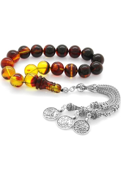 Tesbihane Metal Mecidiye Püsküllü Süzme Ateş Kehribar Efe Tesbih