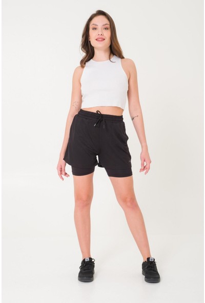 Kadın Siyah J-Fit Spor Taytlı Şort