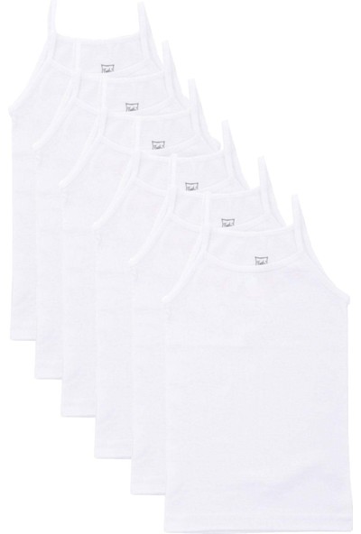 Tutku 12 Adet Kız Çocuk Beyaz Renk Ip Askılı Atlet