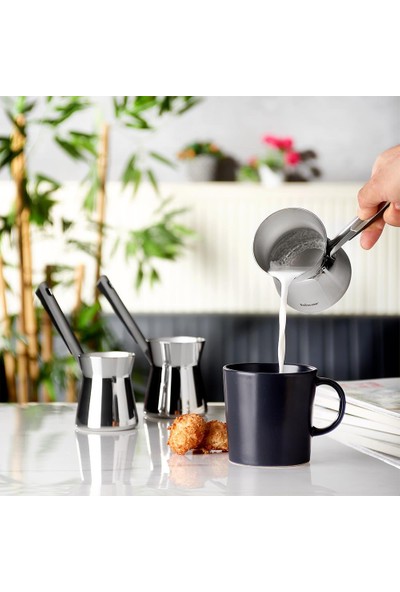 Hisar Galata Çelik Cezve Takımı Siyah 3 Parça