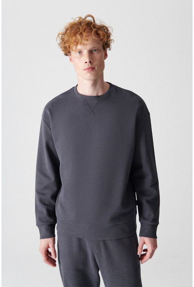 AVVA Erkek Antrasit Bisiklet Yaka Düz Sweatshirt A12Y1072 AVVA Erkek Antrasit Bisiklet Yaka Düz Sweatshirt A12Y1072