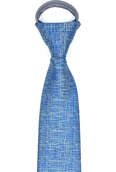 Kravatkolik Mavi - Yeşil Kum Desen Mendilli Fermuarlı Kravat FRMR29