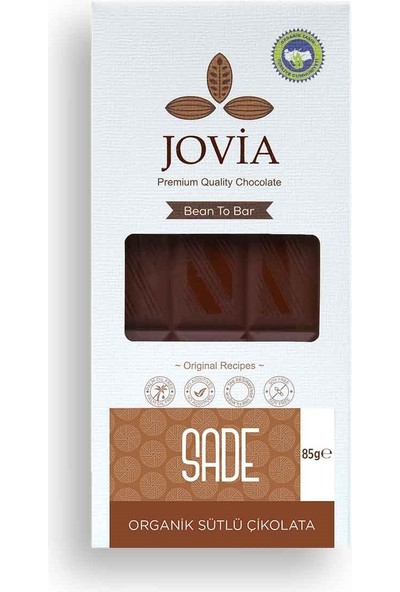 Jovia Organik Sütlü Çikolata-Sade 85 gr