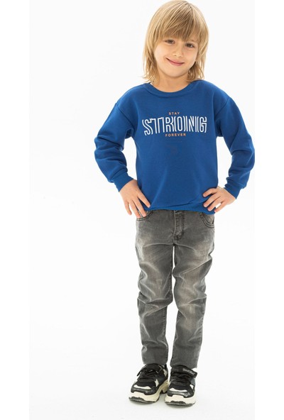 Zepkids Erkek Çocuk Strong Baskılı Sweatshirt 5-8 Yaş