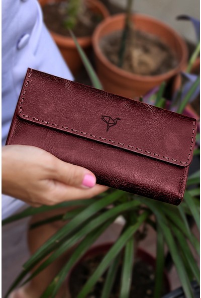 Garbalia Pavia Vintage Deri Saraç Dikişli Portföy Kadın Cüzdanı