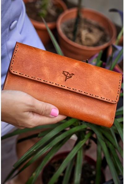 Garbalia Pavia Vintage Deri Saraç Dikişli Portföy Kadın Cüzdanı