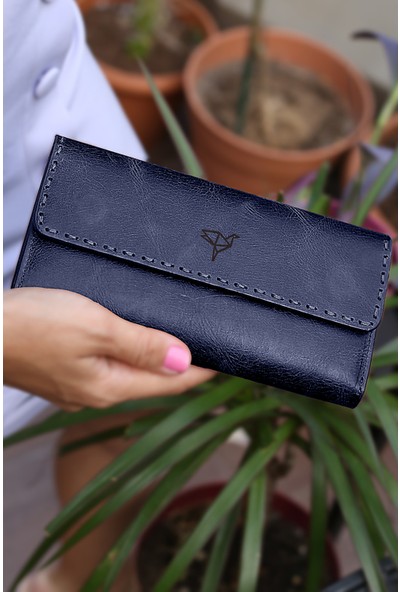 Garbalia Pavia Vintage Deri Saraç Dikişli Portföy Kadın Cüzdanı