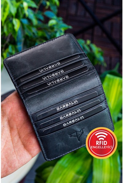 Garbalia Regina Vintage Deri Erkek Kartlık Cüzdan Siyah