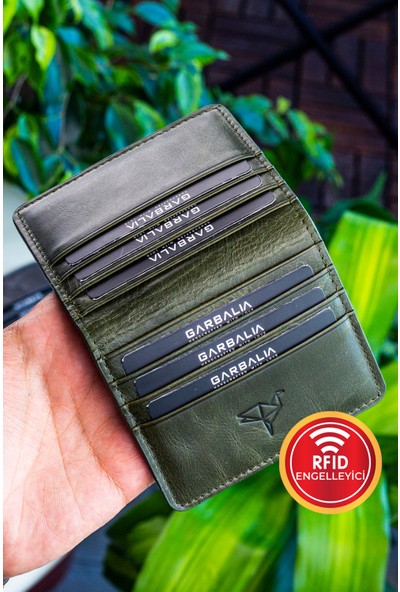 Garbalia Regina Vintage Deri Erkek Kartlık Cüzdan Yeşil