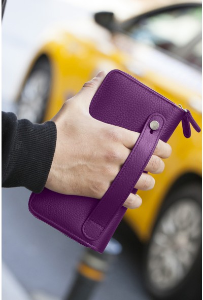 Garbalia Orleans Deri Telefon Bölmeli El Çantası Cüzdan Kartlık