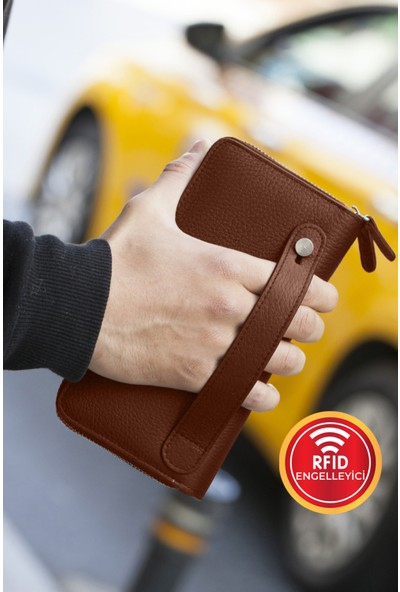 Garbalia Orleans Deri Telefon Bölmeli El Çantası Cüzdan Kartlık