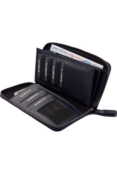 Garbalia Arthur Deri Kadın Cüzdanı Lacvert