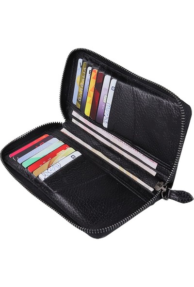 Garbalia Mandela Hakiki Deri Kartlık Cüzdan Siyah