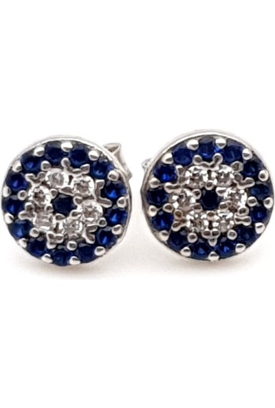 Karra Jewelry 925K Yuvarlak Taşlı Nazar Boncuğu Gümüş Küpe Karra Jewelry 925K Yuvarlak Taşlı Nazar Boncuğu Gümüş Küpe