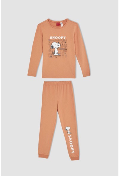 DeFacto Kız Çocuk Snoopy Lisanslı Uzun Kollu Pamuklu Pijama Takım V6311A621WN