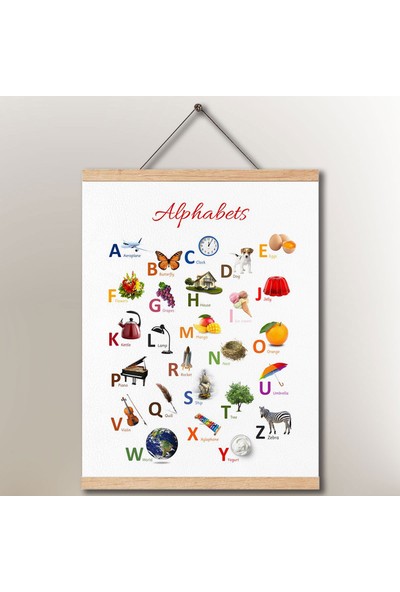 DekorLoft Dekor Loft Montessori Ingilizce Eğitici Pu Deri Çocuk Odası Duvar Posteri, Alfabe Öğreniyorum DekorLoft Dekor Loft Montessori Ingilizce Eğitici Pu Deri Çocuk Odası Duvar Posteri, Alfabe Öğreniyorum