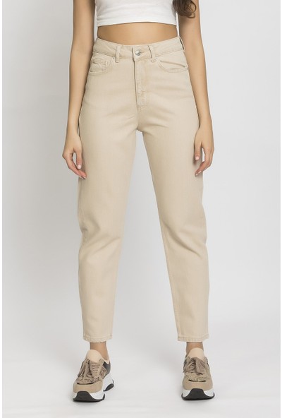 Its Basic Yüksek Bel Bej Rengi Mom Jean Its Basic Yüksek Bel Bej Rengi Mom Jean