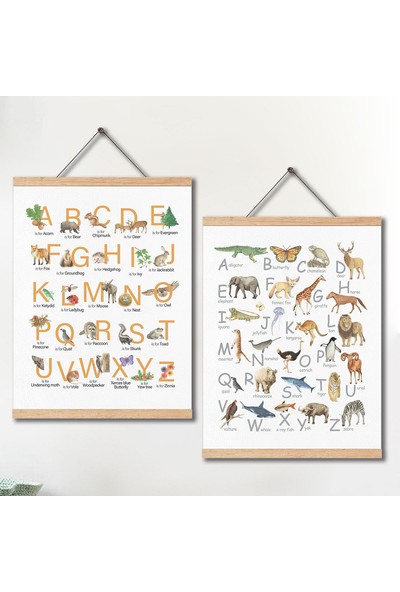 DekorLoft Pu Deri Çocuk Odası Duvar Posteri, Ingilizce Doğa Alfabesi ve Hayvan Alfabesi DekorLoft Pu Deri Çocuk Odası Duvar Posteri, Ingilizce Doğa Alfabesi ve Hayvan Alfabesi