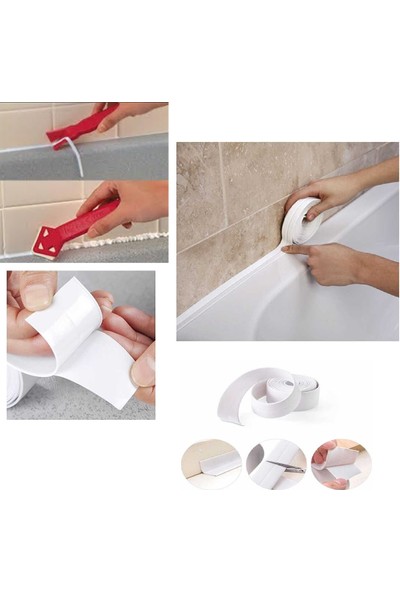 Realfoni Silikon Sökme ve Çekme Aparatı Su Sızdırmaz Banyo Mutfak Kenar Bandı 3.2mt Beyaz Realfoni Silikon Sökme ve Çekme Aparatı Su Sızdırmaz Banyo Mutfak Kenar Bandı 3.2mt Beyaz