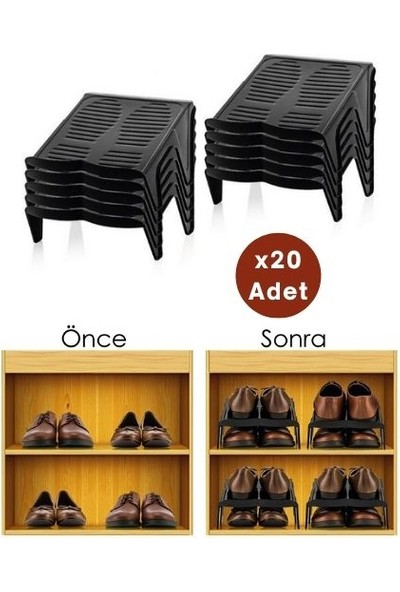 Nandy Home Çiftli Ayakkabı Rampası 20' Li Siyah Nandy Home Çiftli Ayakkabı Rampası 20' Li Siyah