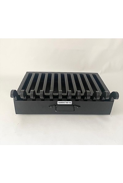 Sandıktan Al Döküm Izgara , Şömine Izgarası 53 Cm. x 35 Cm. x 53 cm 12 Li Izgara, Kızaklı