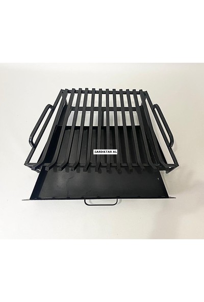 Sandıktan Al Demir Izgara , Çekmeceli Şömine Izgarası , 58 Cm. x 45 Cm. x 45 cm 12 Li Izgara, Kızaklı