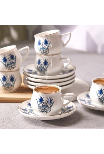 Karaca İznik Yeni Form 6 Kişilik Kahve Fincan Takımı