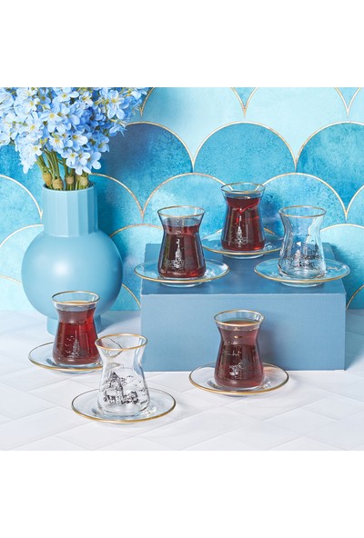 Emsan Istanbul Desen 12 Parça 6 Kişilik Çay Seti