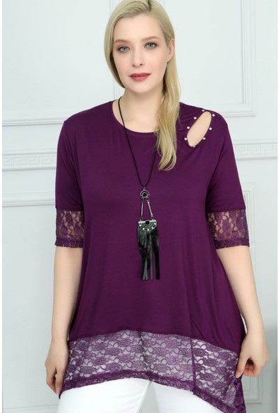 Özel Tasarım Omuz Dekolteli Dantel Detaylı Esnek Asimetrik Tunik Özel Tasarım Omuz Dekolteli Dantel Detaylı Esnek Asimetrik Tunik