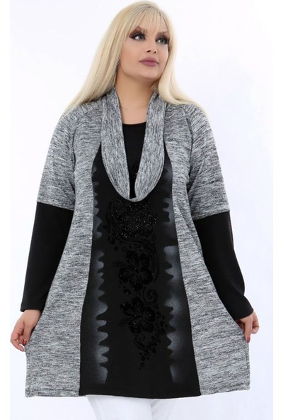 Önü Sim Baskılı Boyunluklu Uzun Kol Dökümlü ve Rahat Tarz Tunik Önü Sim Baskılı Boyunluklu Uzun Kol Dökümlü ve Rahat Tarz Tunik