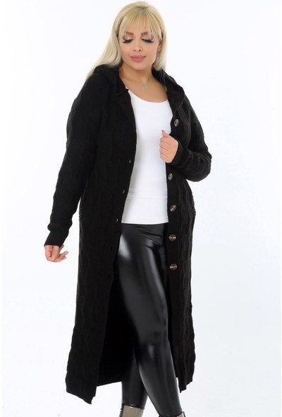 Kapüşonlu Cepli Desenli Özal Tasarım Uzun Triko Hırka Kapüşonlu Cepli Desenli Özal Tasarım Uzun Triko Hırka