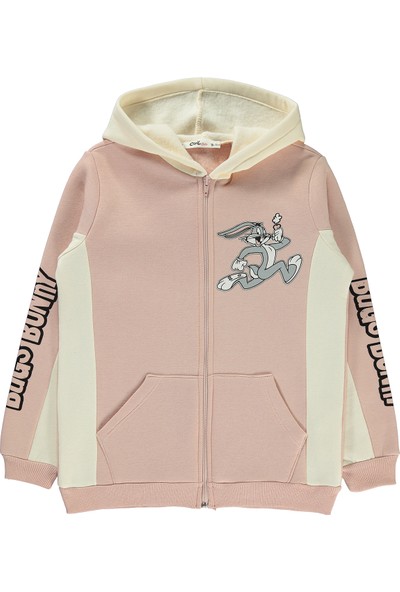 Bugs Bunny Kız Çocuk Kapüşonlu Hırka 10-13 Yaş Pudra