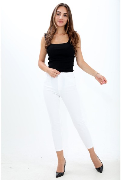 VprModa Dar Paça Likralı Kadın Gabardin Pantolon