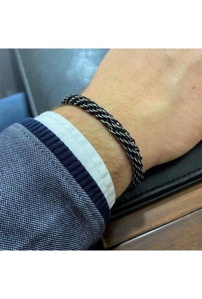 Best My Silver Erkek Burgulu Kazaziye Bileklik