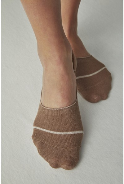 Penti Bej-Beyaz Basic Line Dot 2li Babet Çorabı Penti Bej-Beyaz Basic Line Dot 2li Babet Çorabı