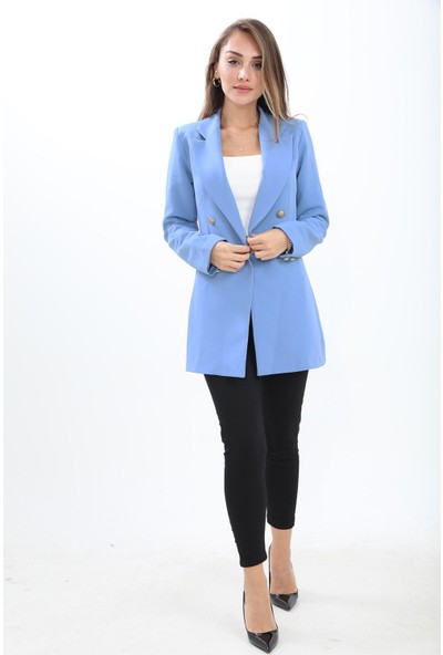 VprModa Omuzları Vatkalı Önü Çıtçıtlı Atlas Kumaş Kadın Blazer Ceket VprModa Omuzları Vatkalı Önü Çıtçıtlı Atlas Kumaş Kadın Blazer Ceket