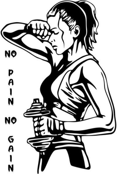 Armut Reklam Siyah - No Pain No Gain Fitness Spor Salonu Duvar Sticker MELK18249060S