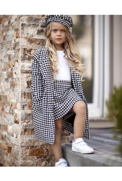 Eliz Kids Kız Çocuk Kazayağı Ceket,etek,badi ve Şapka Set