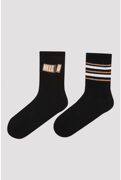 Penti Siyah - Çok Renkli Cool Hello 2li Soket Çorap