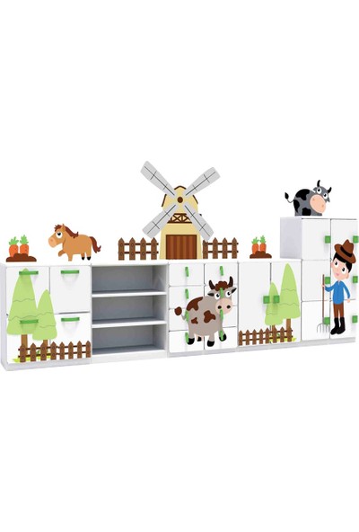 Woody Life Çiftlik Temalı Çocuk Odası Anaokulu Kreş Dolap Seti Woody Life Çiftlik Temalı Çocuk Odası Anaokulu Kreş Dolap Seti