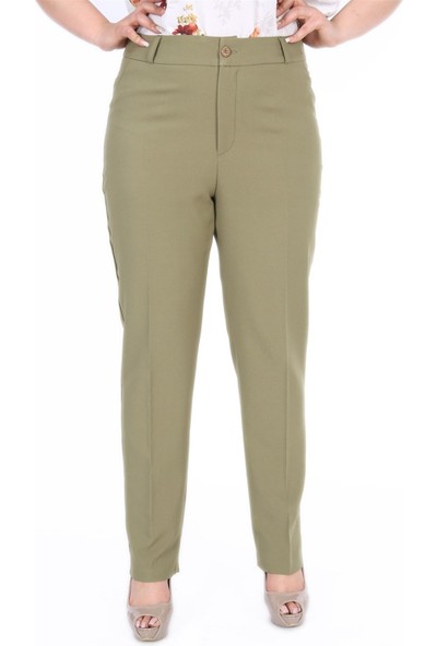 Rmg Kadın Büyük Beden Kumaş Pantolon Haki