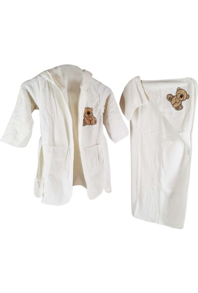 Her Bebek Bebek Çocuk Bornoz Seti - Krem Her Bebek Bebek Çocuk Bornoz Seti - Krem
