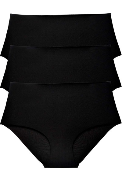 Diğer 3 Lü Paket Yüksek Bel Lazer Kesim Toparlayıcı Külot-Siyah-Lxl